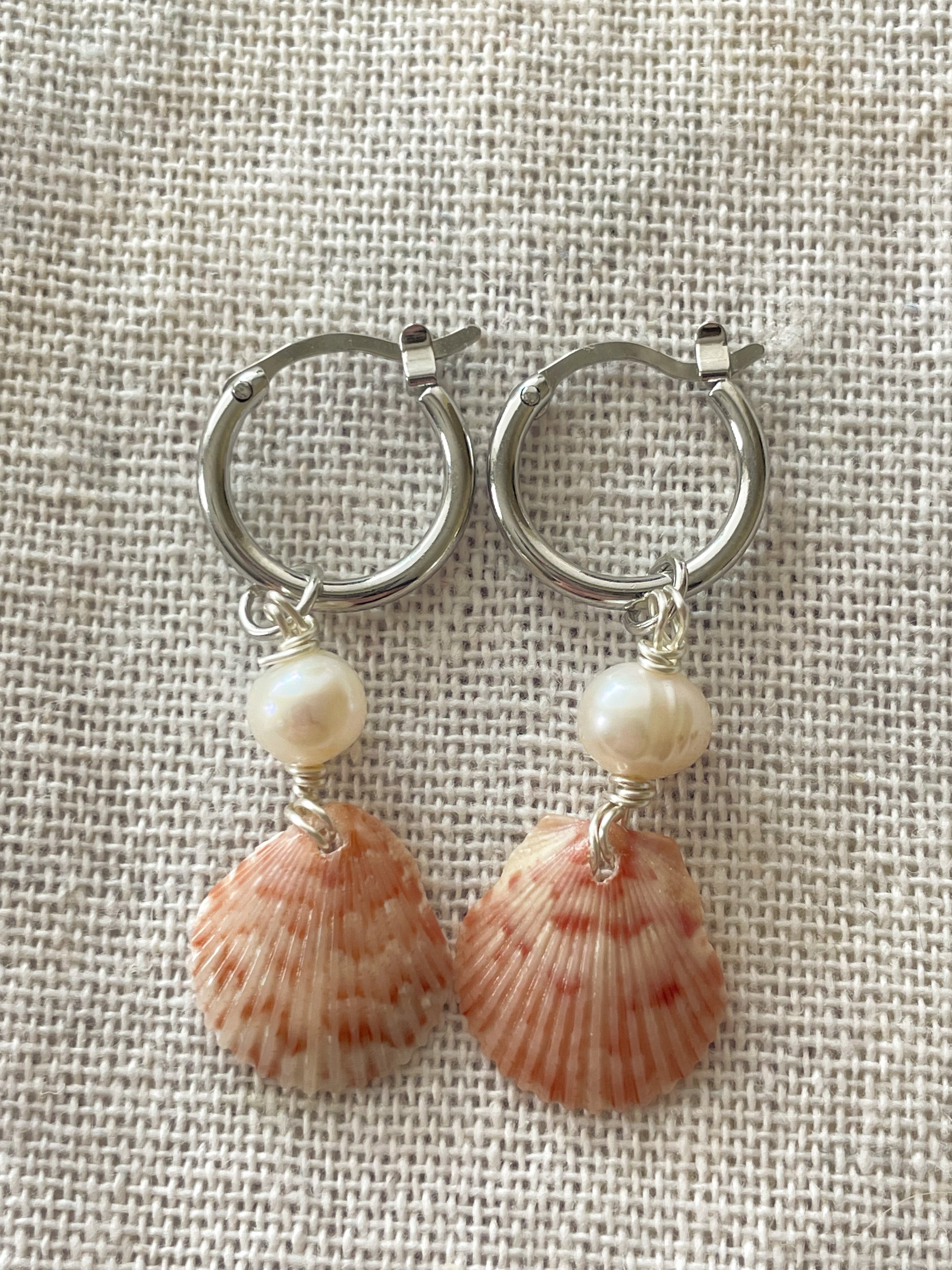 Silver Calico Shell Leucadia Hoops – Aubreysjewelry
